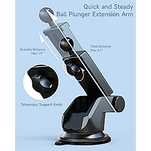 ZEEHOO Car Mount Suction Cup Replacement, GPS Suction Cup Mount [17 mm Ball Joint] with Telescopic Arm for Wireless Car Charger, Car Phone Holder & Garmin Nuvi, Dashboard &Windshield Mounting