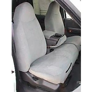 Durafit Seat Covers Made to fit 2000-2001 Ford F150 Regular and XCab High Back 40/60 Split Bench Seat Covers in Gray Twill with Molded Headrests and Console with Opening 12 in. Lid