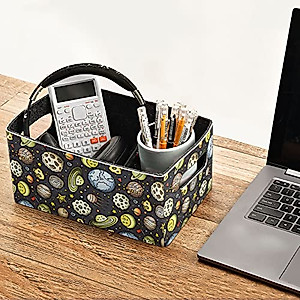 Cartoon Space Planets Storage Basket Felt Storage Bin Collapsible Towel Storage Toy Storage Box Organizer for Kids Bedroom Magazine
