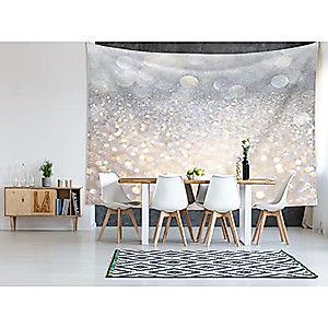 Axayaz Silver Glitter Wall Tapestry 80x60 Inch Diamond Sparkle Shine Stars Glamour Backdrop Hanging Polyester Home Decor for Bedroom Living Room Dorm