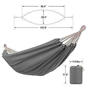 SONGMICS Double Hammock, 98.4 x 59.1 Inches, 660 lb Load Capacity, with Compression Bag, Mounting Straps, Carabiners, for Terrace, Balcony, Garden, Outdoor, Camping, Gray UGDC15GY
