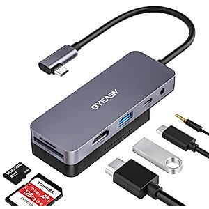 BYEASY iPad Pro USB C Hub for iPad Pro 2021 2020 2019 2018 12.9/11 inch with Docking Stations with 4K HDMI, USB 3.0, PD 100W Charging, SD/Micro Card Reader and 3.5mm Headphone Jack (6 in 1)