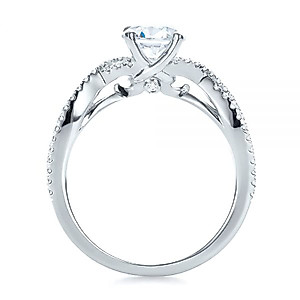 SISGEM 10K 14K 18K White Gold Engagement Ring for Women,Split Shank Pave Set 1.45 Carat(CTW) Moissanite Wedding Ring With Engraved Name,Wedding Anniversary Birthday Gifts for Her (10K Gold)