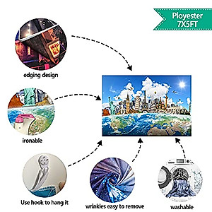 Global Travel Photo Backdrop 7X5ft Landmark On Earth Polyester Washable and ironable Around The World Party Decoration Photography Background Props BT014