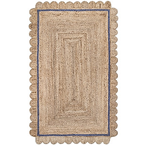 nuLOOM Tera Petals Braided Jute Area Rug, 5x8, Blue