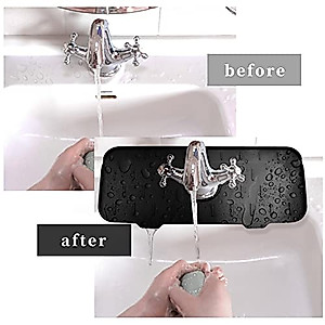 Kitchen Sink Splash Guard, Silicone Faucet Mat Sink Water Splash Guard, Faucet Splash Catcher, Silicone Deflector Under The Faucet, Keep Kitchen, Bathroom Sinks Dry (Black)