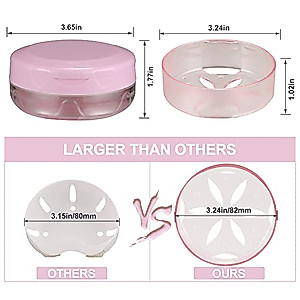 Denture Case, Leak Proof Denture Bath Case Cup Kit for Travel Cleaning, Denture Holder Box Bath Soaking Container for Women & Men with Mirror, Strainer, Removal Tool and Denture Brush(Pink)