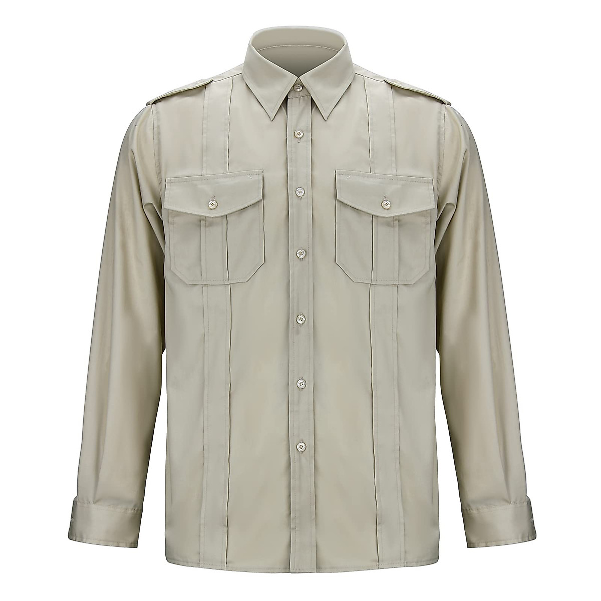 Mens Adventure Shirt Jones Jr. Shirt Raiders Safari Costume Dr. Henry Tops with Pockets Halloween Cosplay Hiking Outfit (Small) Light Khaki