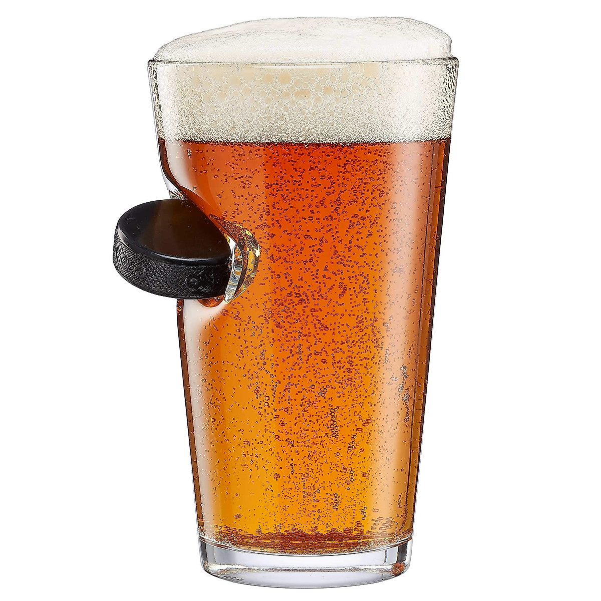 BenShot Hockey Puck Glasses - 16oz Pint, 11oz Rocks, 15oz Wine | Made in the USA