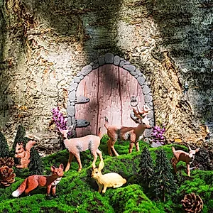 Sratte 26 Pcs Forest Animal Figures Diorama Kit, Woodland Creatures Toys Hunting Toys Model Diorama Supplies for Back to School Gift Educational Learning Birthday Gift