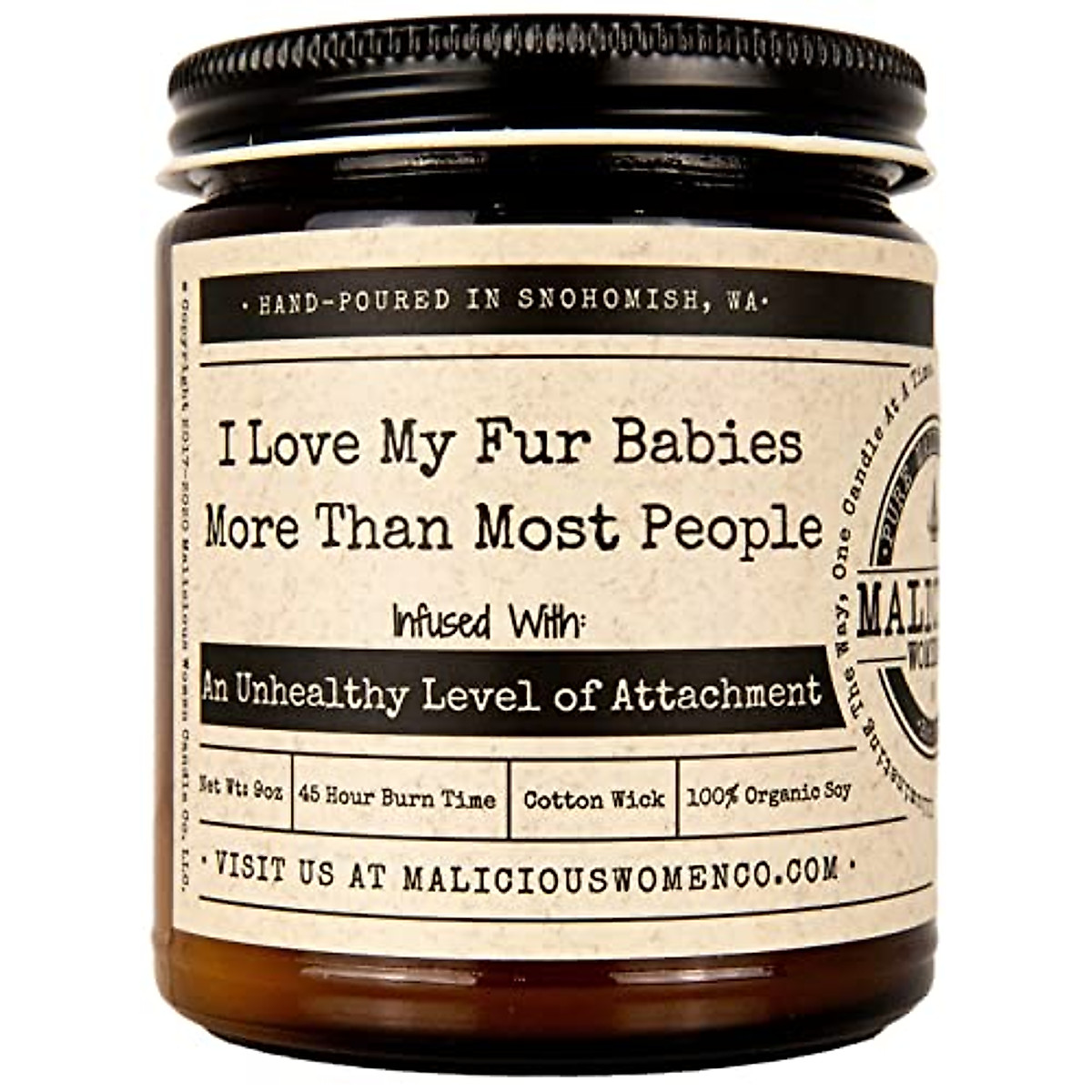 Malicious Women Candle Co - I Love My Fur Babies More Than Most People, All-Natural Soy Candle, 9 oz (Frooty Loops)