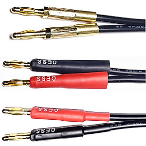 CESS-037-3f Banana Plug Male to Male Speaker Cable 12 Gauge 680 Strand Count Silicone Soft Wire, 2 Cables (3 FEET)