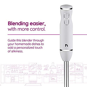New House Kitchen Immersion Hand Blender 2 Speed Stick Mixer with Stainless Steel Shaft & Blade, 300 Watts Easily Food, Mixes Sauces, Purees Soups, Smoothies, and Dips, Ivory