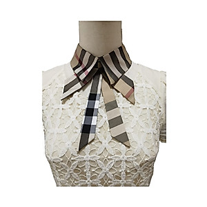 Vpang Detachable Fake Collar Lapel Plaid Blouse False Collar Choker Peter Pan Necklace Neck Bow Tie (Plaid)