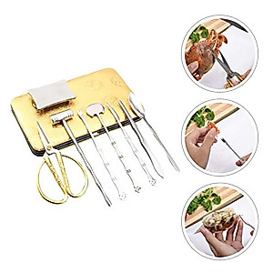 Hemoton 1 Set of 8pcs Seafood Tools Set Stainless Steel Crab Lobster Crackers Forks Opener Crab Mallets Shellers Spoon Fork Lobster Crab Sheller Opener Tools