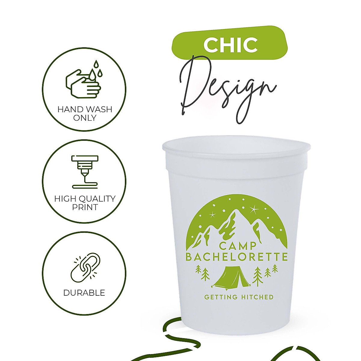 Camp Bachelorette Decorations, Bridal Party Gifts, 12 Pcs Bachelorette Cups, 1 Getting Hitched and 11 Getting Lit Bachelorette Party Cups, Camping Bachelorette Party Decorations