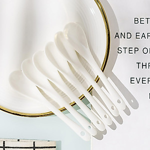 Mosuji Set of 6 Premium White Porcelain Coffee Spoons for Espresso, Tea, Sauces, and Desserts