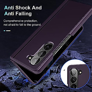 Phone Protective flip case Compatible with Samsung Galaxy Z Fold 5 Case, Slim Hard PC Thin Shockproof Protective Phone Case Protective Holster (Color : Pink)