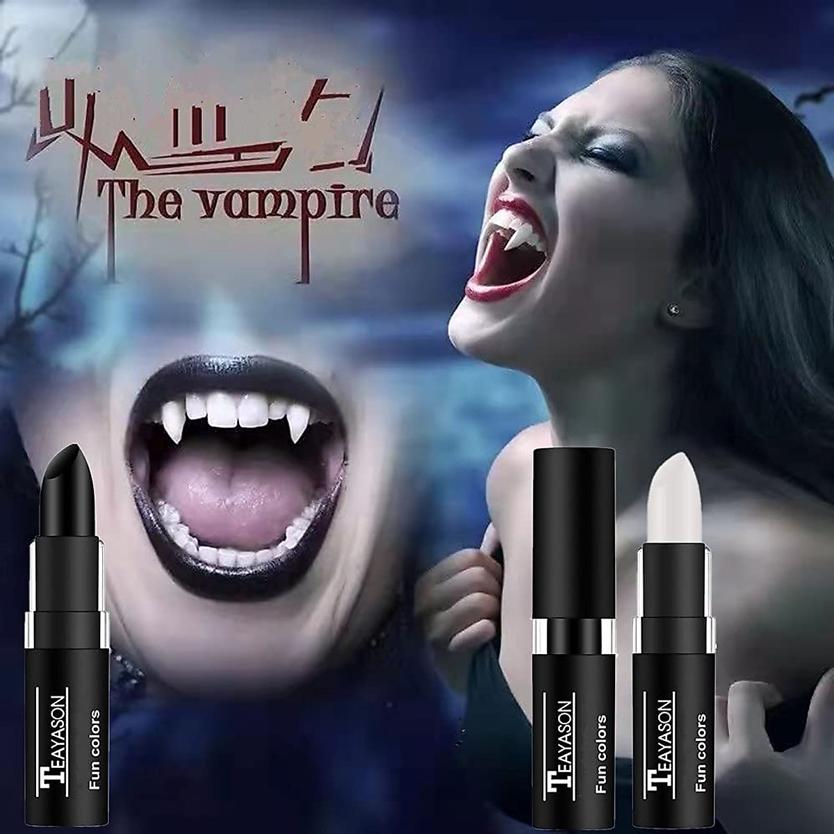 Go Ho 3 PCS Makeup Clown White Cream-Blendable Stick - Eye Black Sticks Face Body Paint Professional Halloween SFX Makeup,Safe Facepaint Nose&Lip Smacking for Sports Festival Makeup(White+Black+Red)