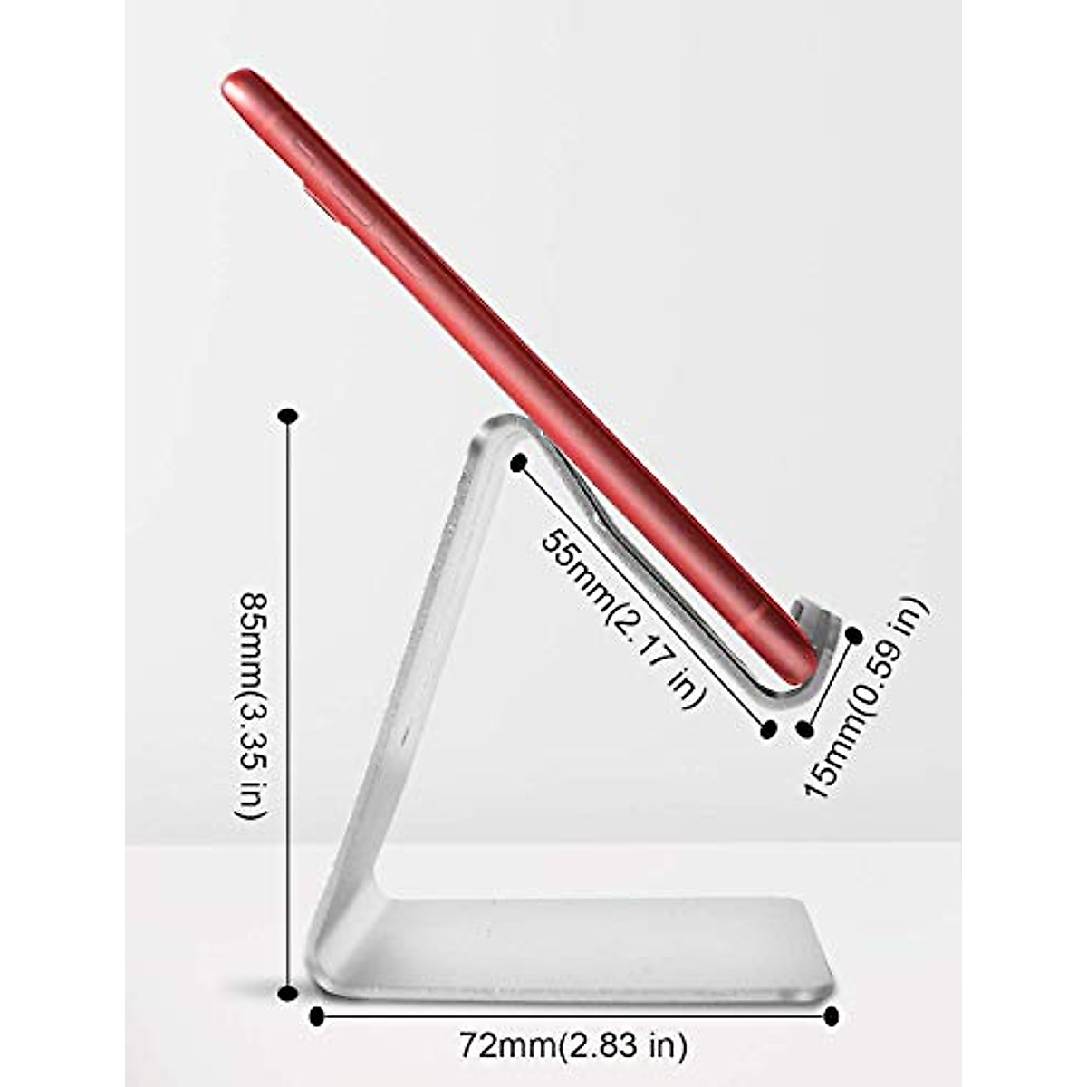 SKEJER Cell Phone Stand, Cellphone Hold, Tablet Dock with Anti-Slip Base, Aluminum Desktop Holder Bracket Compatible with All Smart Phone and Tablets Under 10 Inches-Silver