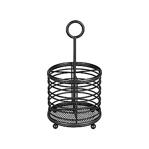 Spectrum Diversified Contempo Caddy Cutlery, Modern Dining Table Décor & Kitchen Organization, Silverware Holder with Handle, Black