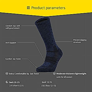 SOX TOWN Unisex Cushioned Crew Training Athletic Socks Men & Women with Combed Cotton Moisture Wicking Breathable Performance(NavyBlue XL)