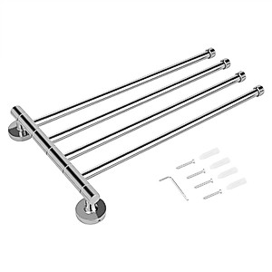 Bathroom Swing Arm Towel Bars 4Arm Wall Mounted Swivel Towel Rack Hanger Holder Stainless Steel Bath Towel Rod Arm for Home Kitchen Bathroom