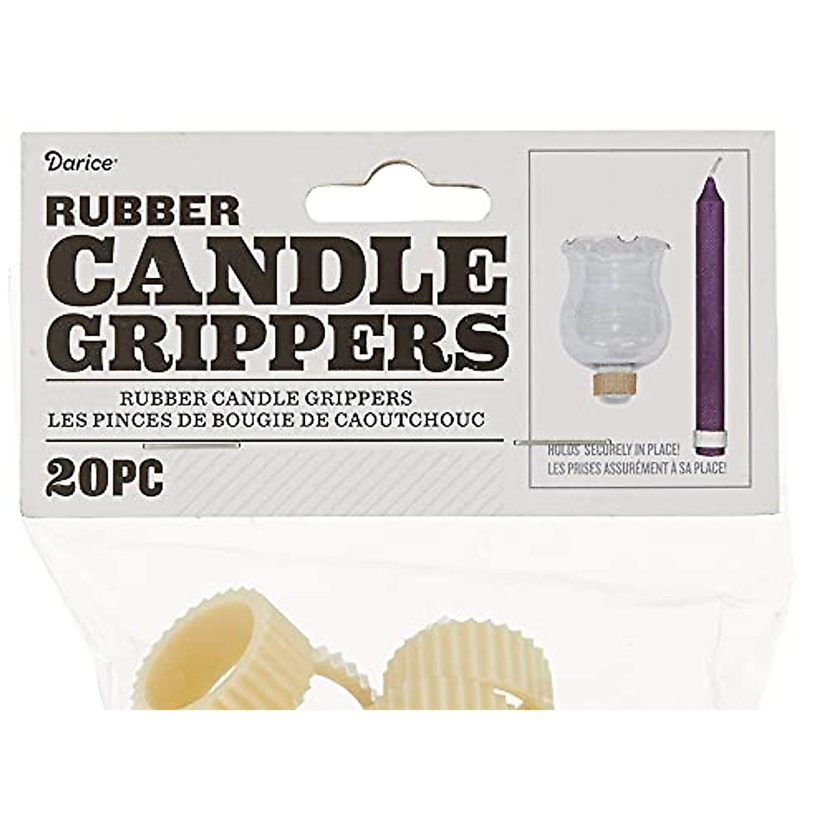 One Package of 20 Rubber Candle Grippers for Taper Candles and Candle Cups