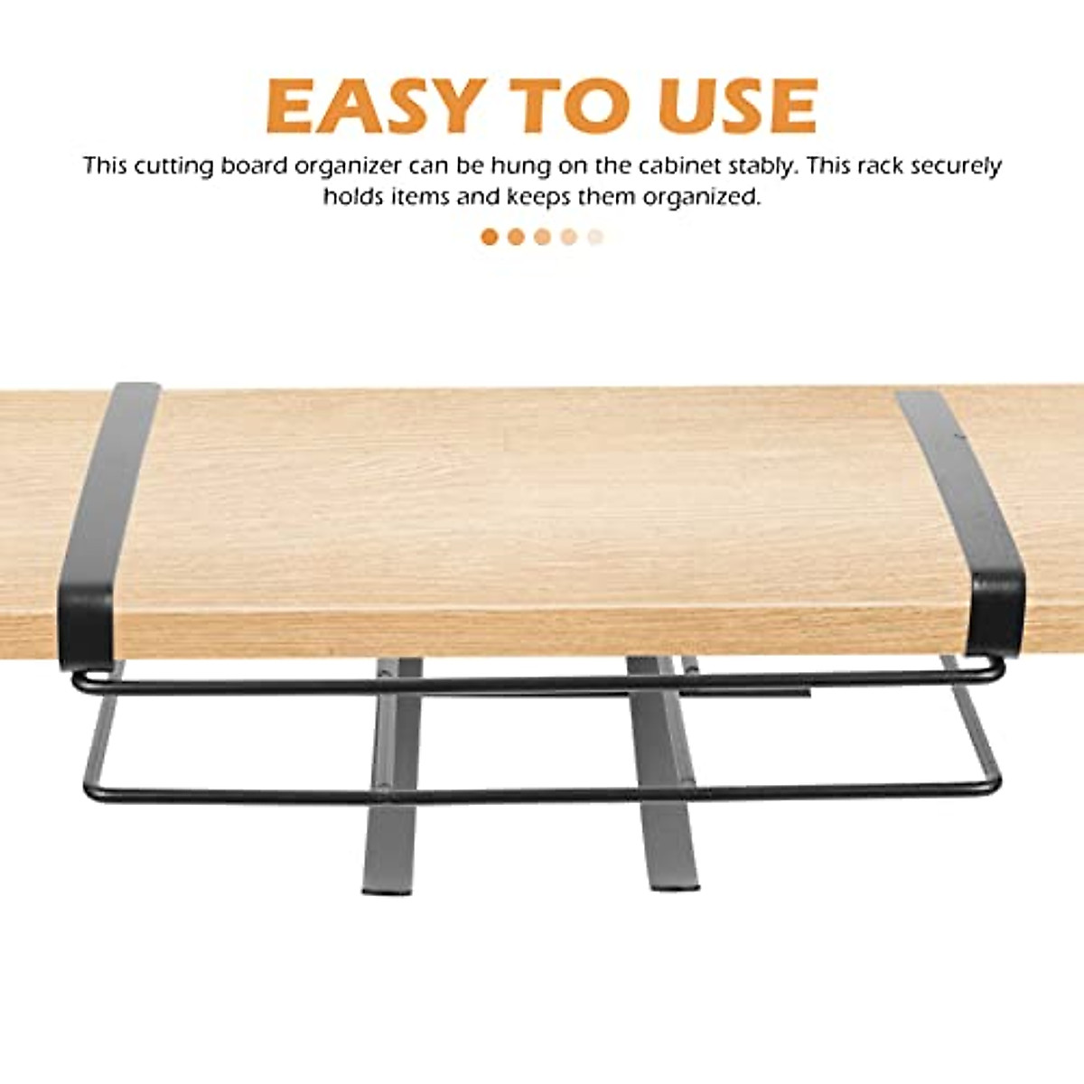 Luxshiny Under Cabinet Cutting Board Rack Stainless Steel Pot Lid Chopping Board Hanging Rack Pan Cover Holder Kitchen Storage Shelf Cabinet Organizer for Kitchen Black