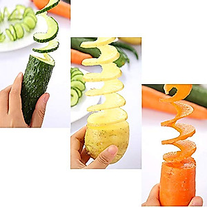 2 Set Tornado Spiral Potato Cutter Manual Slicer, Fry Vegetable Spiralizer Chips Maker with 4 stainless steel Sticks