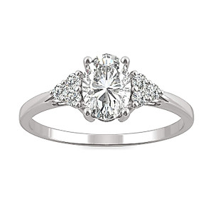 Charles & Colvard 14K White Gold Moissanite 7x5mm Oval Engagement Ring-size 7.5 1.02cttw DEW