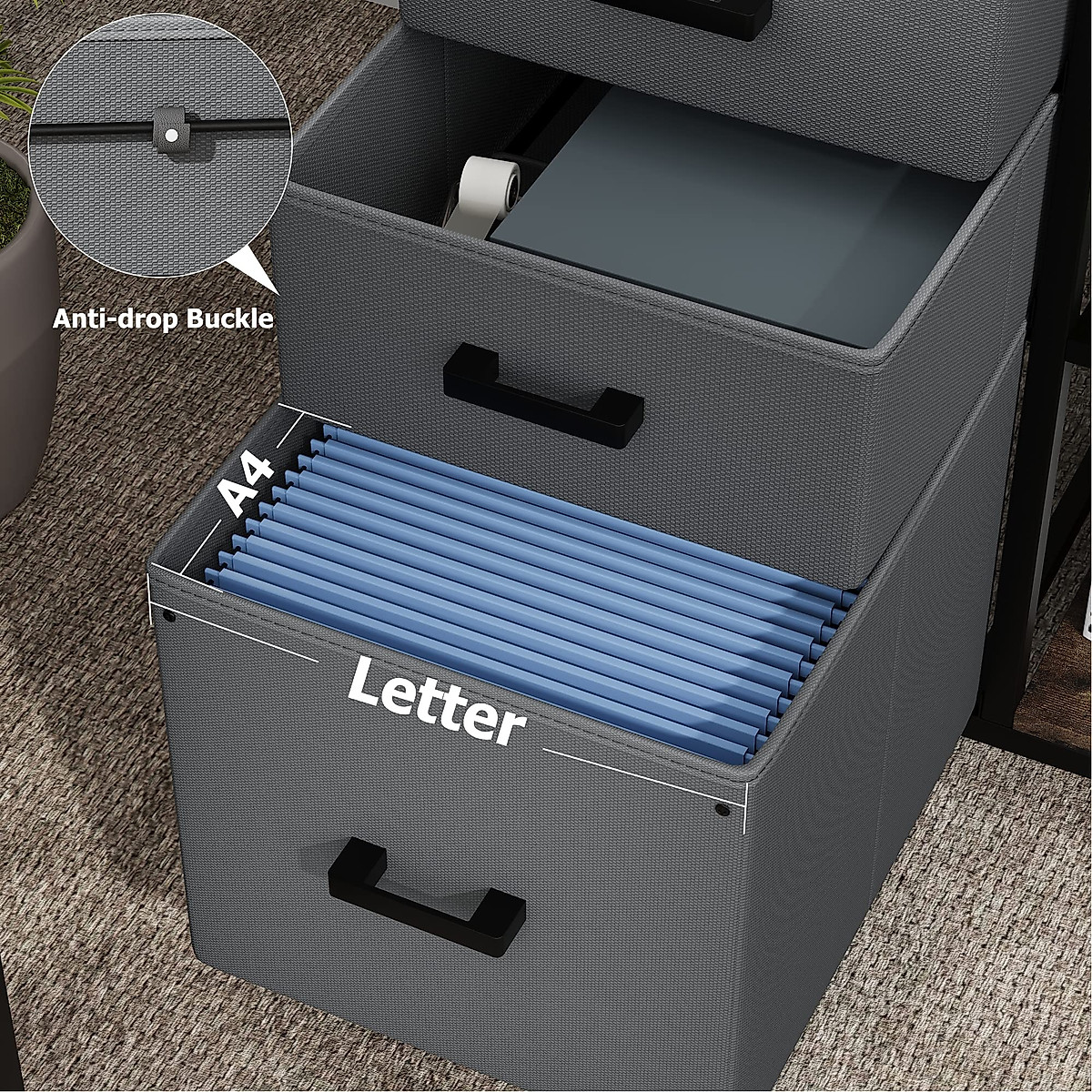 IDEALHOUSE Lateral File Cabinet with 3 Drawer, Mobile Filing Cabinet Rolling Printer Stand Fits A4 or Letter Size, Lateral Filing Cabinet with Wheels, Under Desk Storage Cabinet for Home Office, Grey