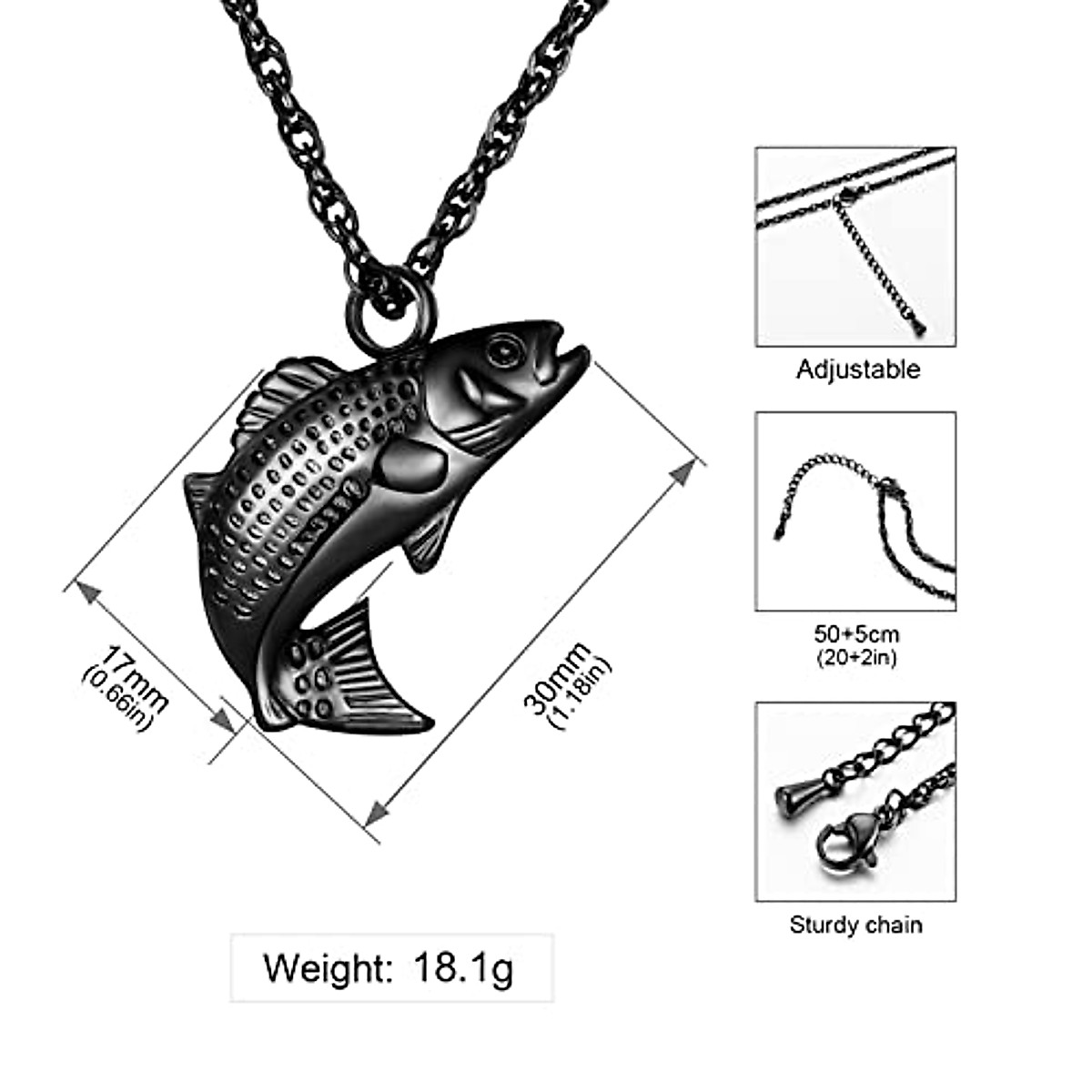 XIUDA Fish Urn Necklace for Ashes Cremation Necklace Ash Necklace for Men Women Fishing Locket Ashes Holder Keepsake Cremation Jewelry Memorial Pendant Necklace