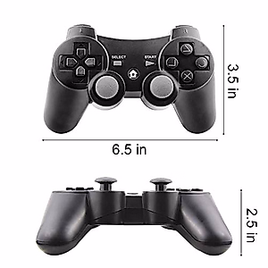 Diswoe Controller for PS-3, Wireless Bluetooth Controller Gamepad Joystick, Double Vibrating Controller for Play_station 3 with Charger Cable Cord Thump Grips