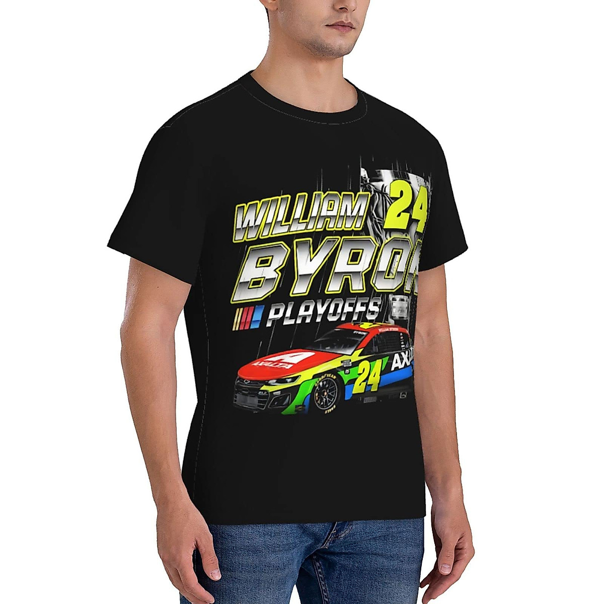 William Byron 24 Men's T-Shirt Crewneck T-Shirt Tight Sport Short Sleeve Classic Printing Performance