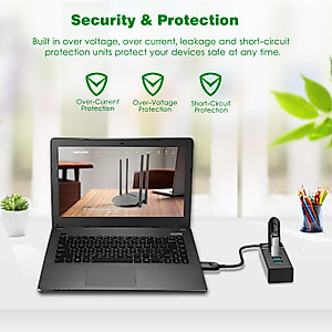 WAVLINK USB 3.0 Hub,4-Port USB3.0 Type A Adapter up to 5Gbps,Portable Data Hub for Windows, Laptop, MAC OS 10.6 to 10.13.3, UltraBook（No Driver Needed,Play and Plug）