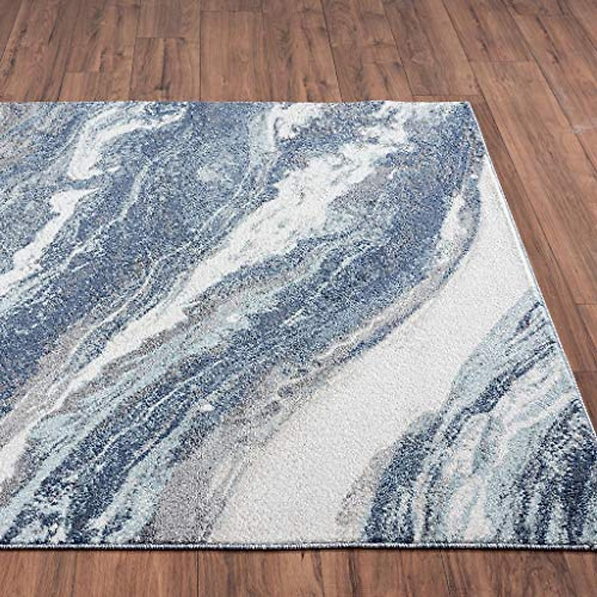 LUXE WEAVERS Rug – Art Deco Living Room Carpet with Marble Swirl – Persian Area Rugs for Modern Home Décor, Soft Luxury Rug, Stain-Resistant, Medium Pile, Jute Backing, Blue / 8’ x 10’