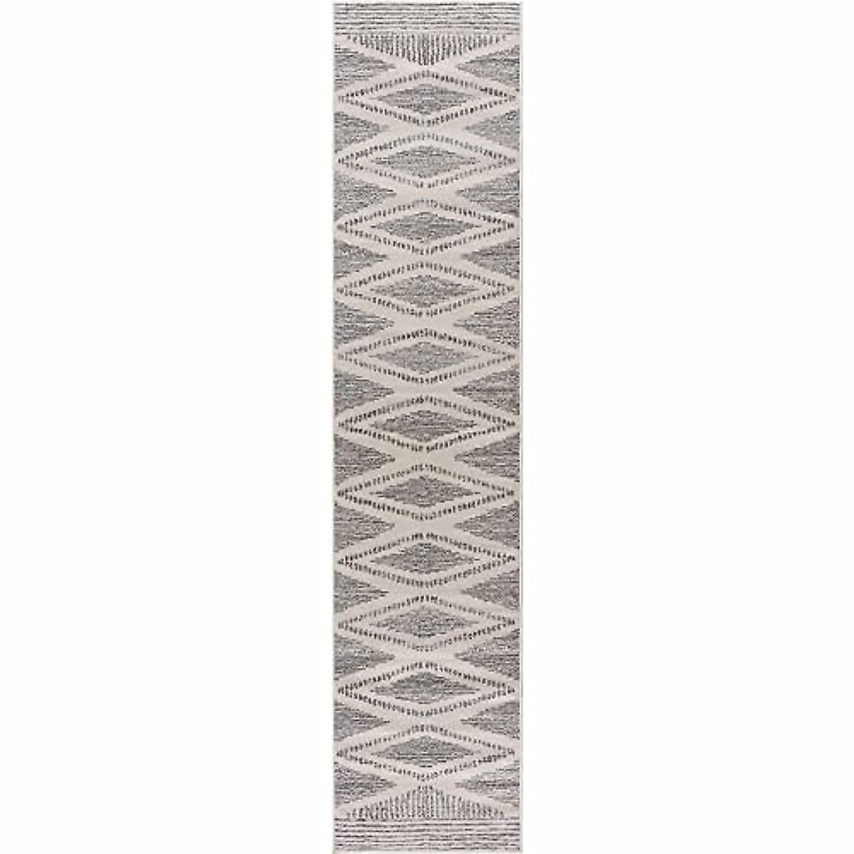 Hauteloom Tigris Nikea Geometric Southwestern Farmhouse Entryway, Kitchen Runner Rug - Long Carpet - Vintage Distressed - Boho Aztec Tribal Pattern - Ivory, Beige, Gray - 2'7" x 12'