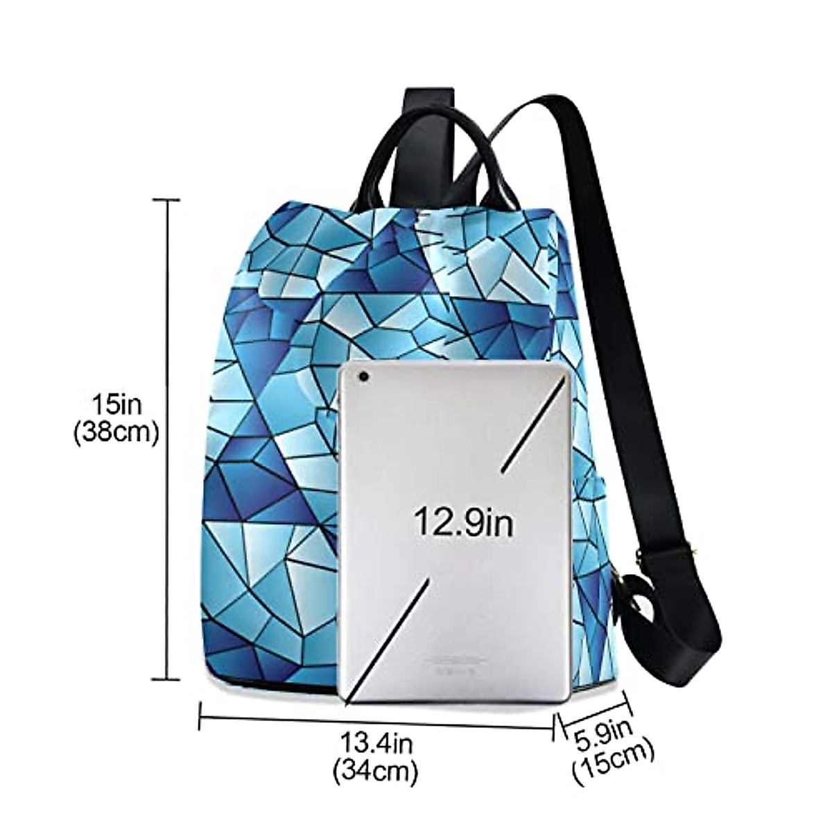 Backpack Purse for Women Fashion Ethnic Jewish Navy Stars Travel Anti-theft School Daypack College Casual Shoulder Bag Medium Size