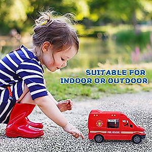 Wikineon Garbage Truck, Police Car Ambulance Toy, Toy Food Truck, Kids Toys Cars,Toddler Toys, Green Toys as your little One's Garbage Truck Toys Police Car Toy Food Van Collection Age 3+, Red Color