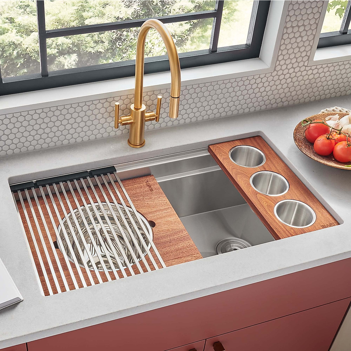 Ruvati 33-inch Workstation Ledge Kitchen Sink Undermount 16 Gauge Stainless Steel - RVH8222