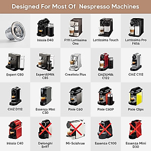 MG Coffee Stainless Steel Reusable Nespresso Capsules Permanent Coffee Pod Holder Compatible for Nespresso Machines (Silver capsules tamper)