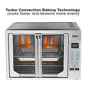 Oster Convection Oven, 8-in-1 Countertop Toaster Oven, XL Fits 2 16" Pizzas, Stainless Steel French Door