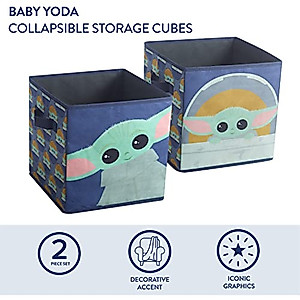 Idea Nuova Star Wars The Mandalorian,The Child Set of 2 Durable Storage Cubes with Handles