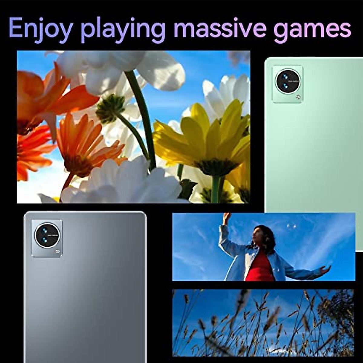 ciciglow Ultra Thin Tablet, 10.1in 1920x1200 IPS Display, 8GB RAM 128GB ROM, 8 Core CPU, 8MP+16MP Camera, Support 512GB Memory Expansion, 7000mAh, Android 11.0 (Gray)