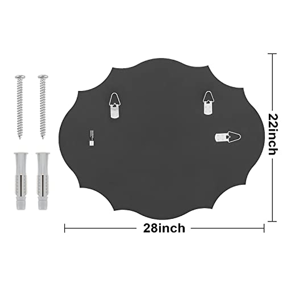 Muzilife 22x28 Scalloped Oval Wall Mirror Beveled Frameless Mirror Silver Wall Mirror with MDF Backplane for Bathroom, Vanity, Bedroom or Any Other Room in Your Home