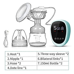 Electric Breast Pump, UTOBY Rechargeable Portable Double Pumps Nursing Breastfeeding Pump Pain-Free Strong Suction Power for Breast Milk Suction and Breast Massage