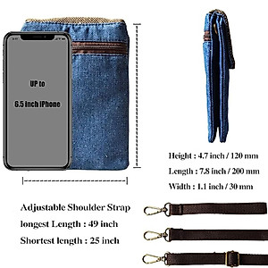 WITERY Small Crossbody Bags for Teen Girl - Handmade Cute Canvas Cross Body Phone Purse Cloth Pouch with Adjustable Shoulder Strap, Mini Women Travel Cell Phone Purse Wallet