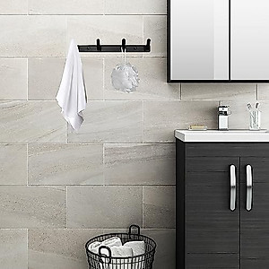 mtisdod Coat Rack Wall Mount Coat Hooks Wall Mounted Black Wall Hooks for Hanging Coat Hanger Wall Coat Rack with Hooks Towel Hooks for Bathrooms Space Saving Aluminum (2 Pack)