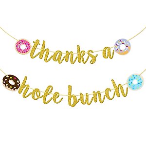 Thanks a Hole Bunch Banner, Pre-strung Donut Thanks Banner, Donut Baby Shower, Donut Bar, Donut Birthday Party Banner, Donut Theme Party Decorations